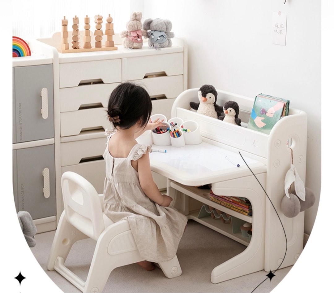 Kids Study Table Set Children Drawing Table With Chair Foldable Table ...