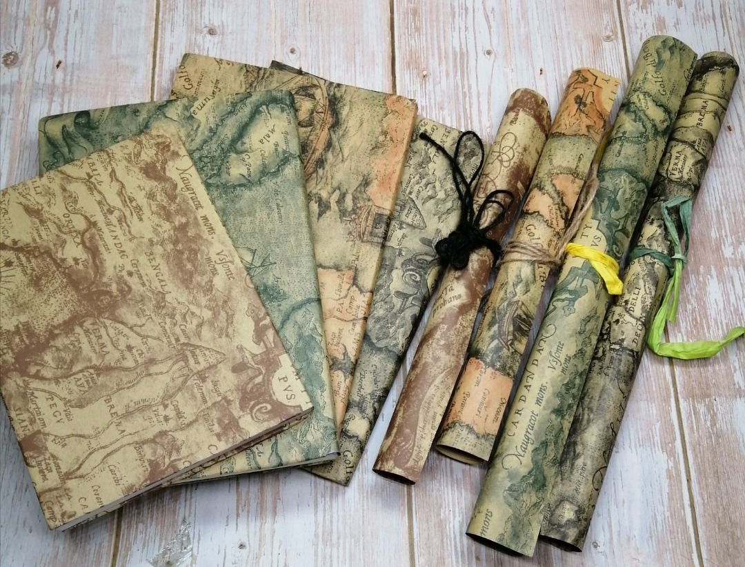 Kraft Vintage MAPS Wrapping Paper, Hobbies & Toys, Stationary & Craft ...