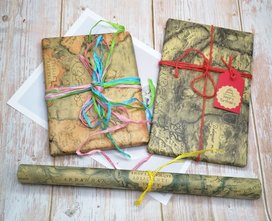 Kraft Vintage MAPS Wrapping Paper, Hobbies & Toys, Stationary & Craft ...