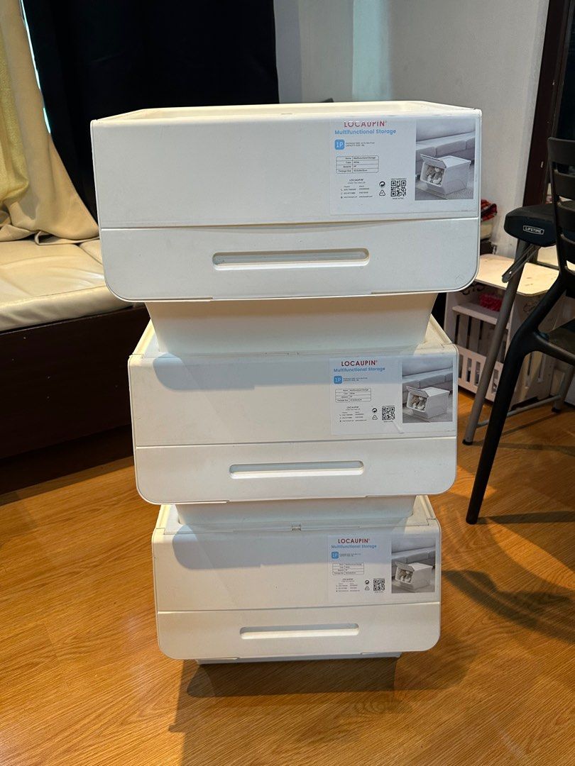 LOCAUPIN Stackable Bin Flip On Lid, Furniture & Home Living, Home ...