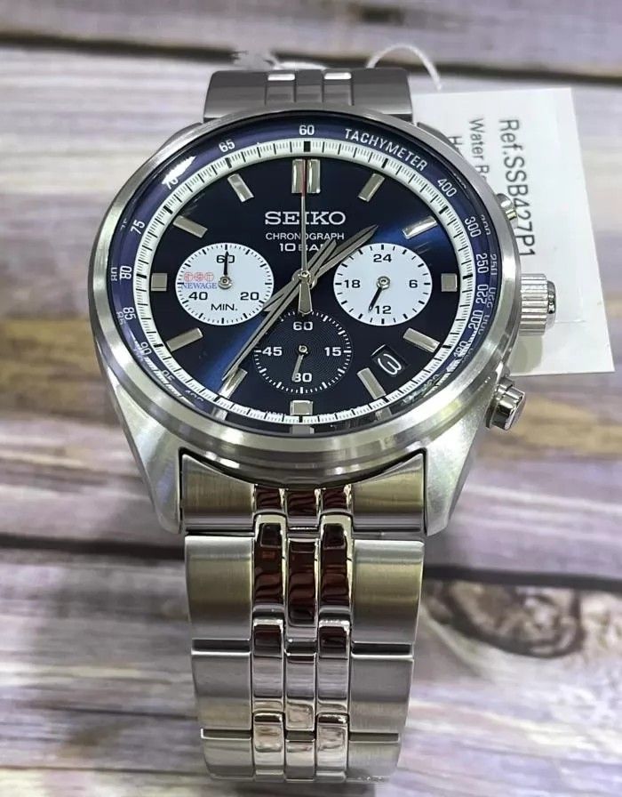 *Lowest Price*Seiko SSB427 Men's Chronograph Blue Dial Stainless Steel Watch ssb427 ssb427p ...