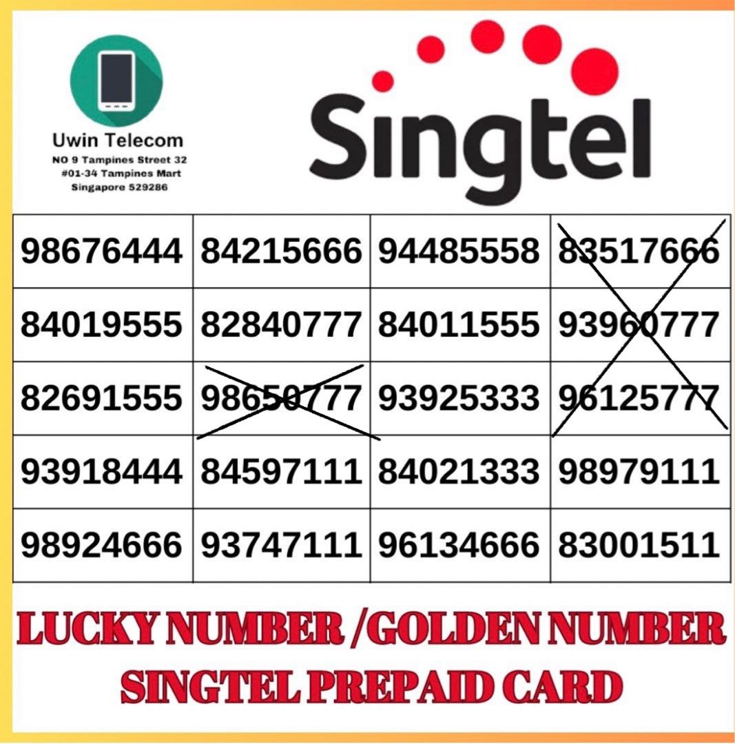 Lucky/Golden Number SingTel Prepaid Card, Mobile Phones & Gadgets ...