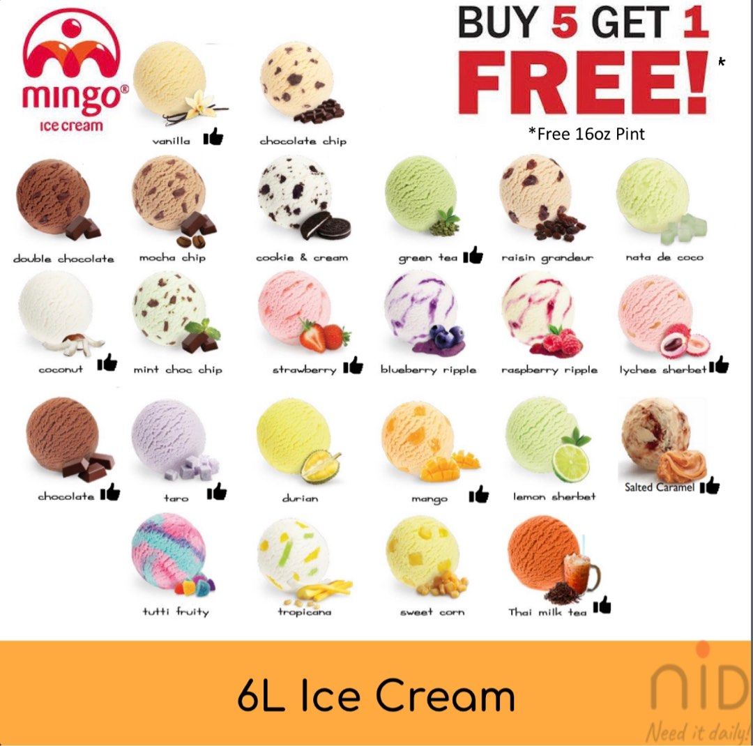 Mingo Ice cream 6L, Food & Drinks, Other Food & Drinks on Carousell
