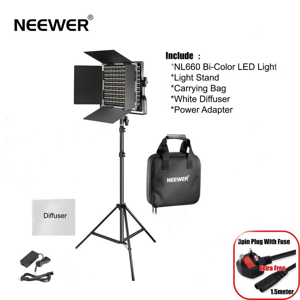 Neewer Dimmable Bi-color 660 LED Light and Stand Kit, Photography ...