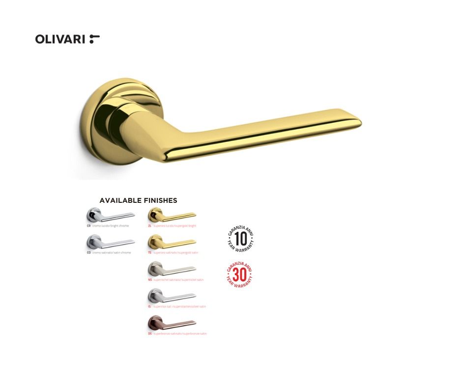 Olivari Tecno M182 Lever Handle in Super Bright Gold Finish - with 10 ...