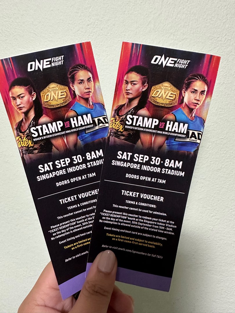 One Fight Night Ticket Vouchers [Stamp vs Ham], Tickets & Vouchers ...