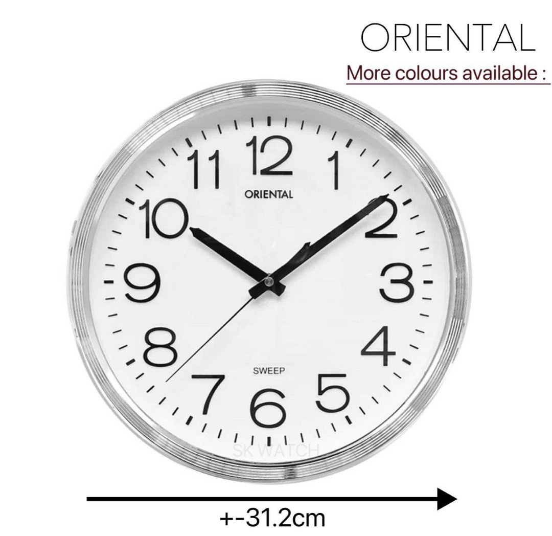 Orient / Oriental Wall Clock 31cm 12 inch / Sweep Second Wallclock ...