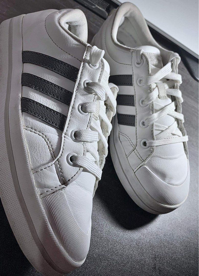 Original Adidas Bravada White Leather Shoes 3 Stripes, Women's Fashion ...