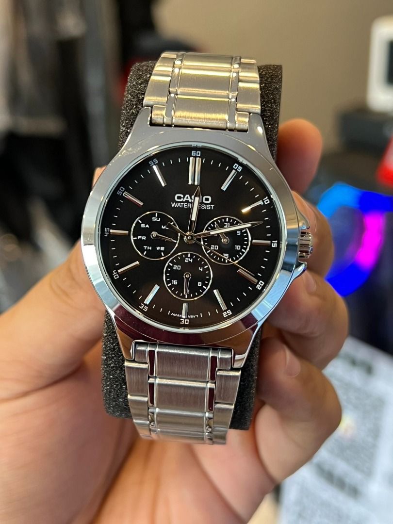 Original Casio Chronograph Stainless Steel Mens Watch Mtp V300d 1a