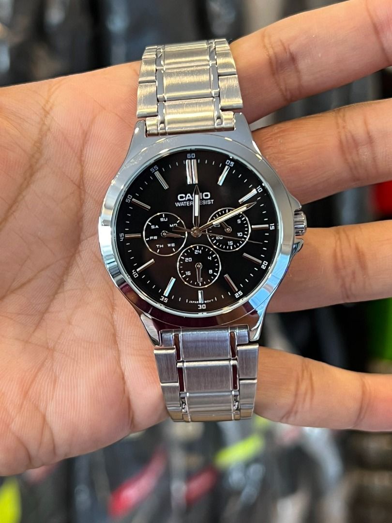 Original Casio Chronograph Stainless Steel Mens Watch Mtp V300d 1a