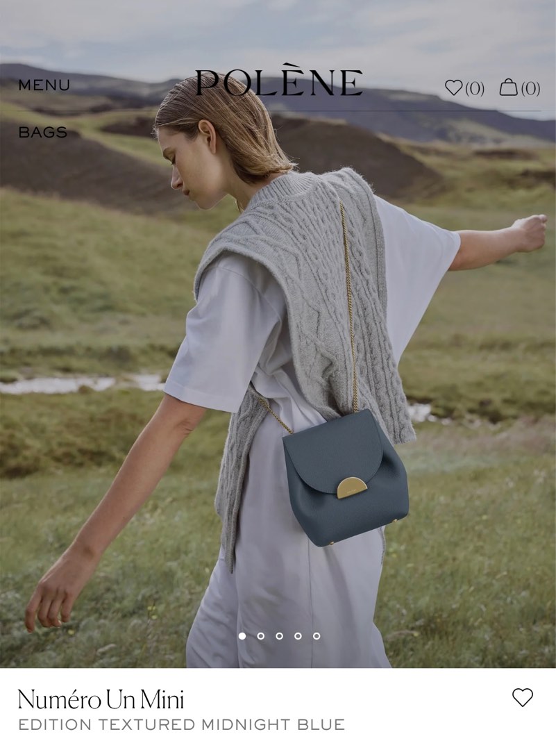 Polene numero un mini textured midnight blue, 名牌, 手袋及銀包 - Carousell
