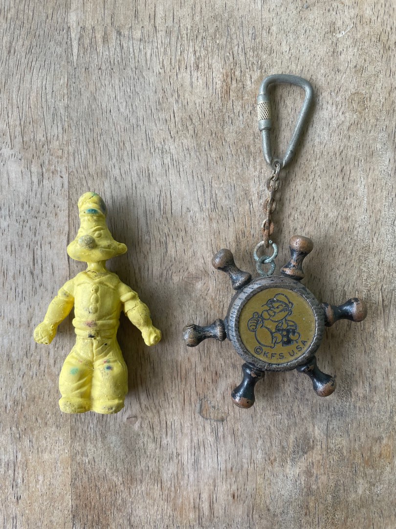 Popeye Vintage Wooden Keychain and Plastic Tanching Toy, Hobbies & Toys ...