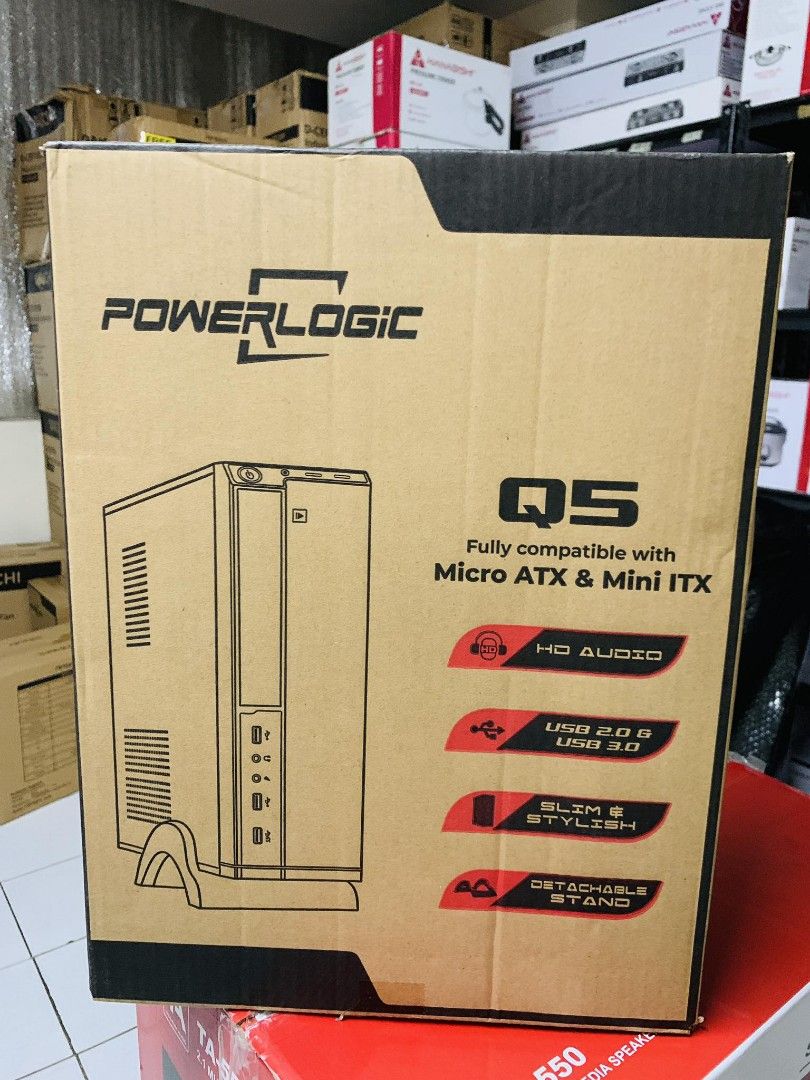 Powerlogic Q5 Slim Mini-Micro ATX PC Desktop Case with 600w PSU ...