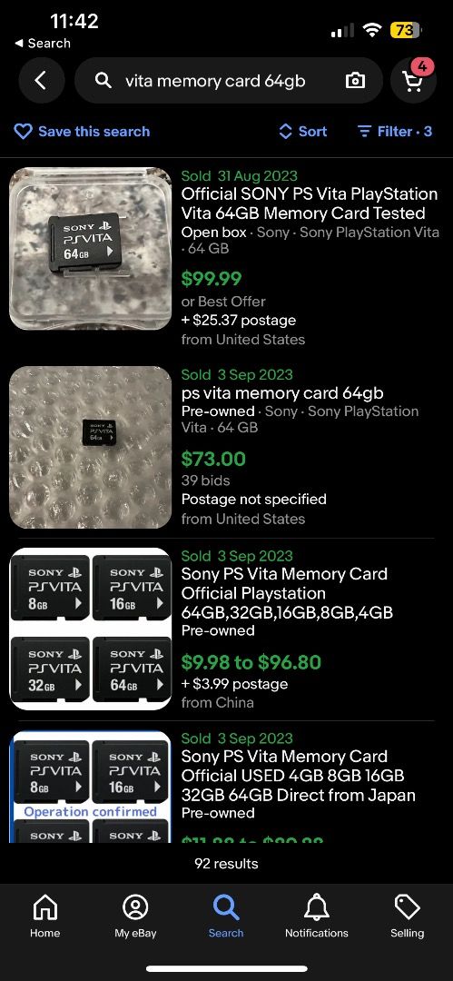 PS VITA 1000 2000 Sony Proprietary Memory Card | Original | 64gb ...