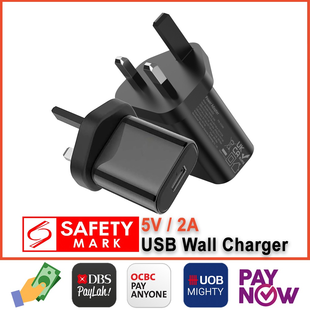 PSB Approved 5V 2A 3 Pin USB Charger Plug Power Supply with Singapore ...