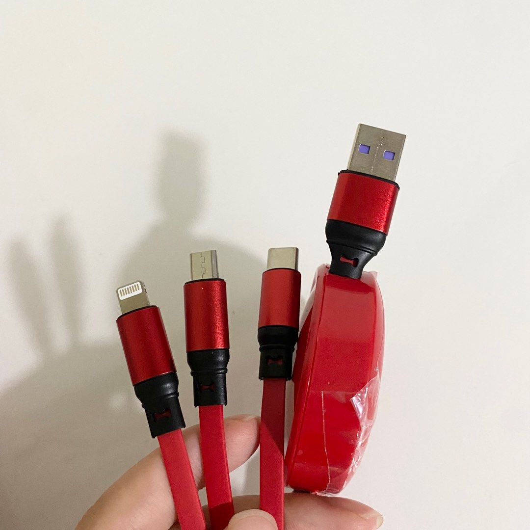 Red Extendable USB-A Split Cable, Mobile Phones & Gadgets, Mobile ...
