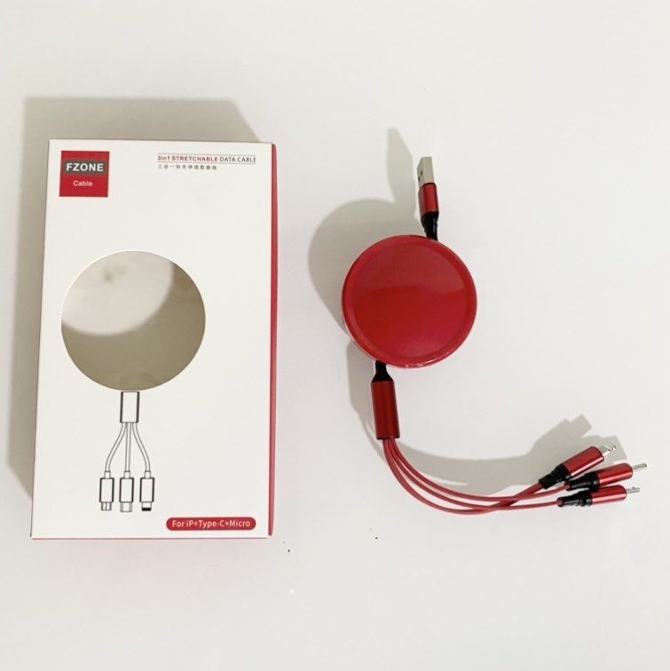 Red Extendable USB-A Split Cable, Mobile Phones & Gadgets, Mobile ...