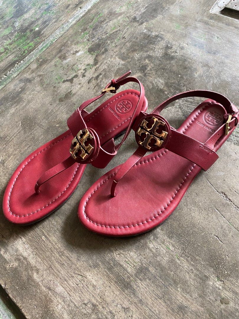 Red Tory Burch thong sandals, Women's Fashion, Footwear, Sandals on ...