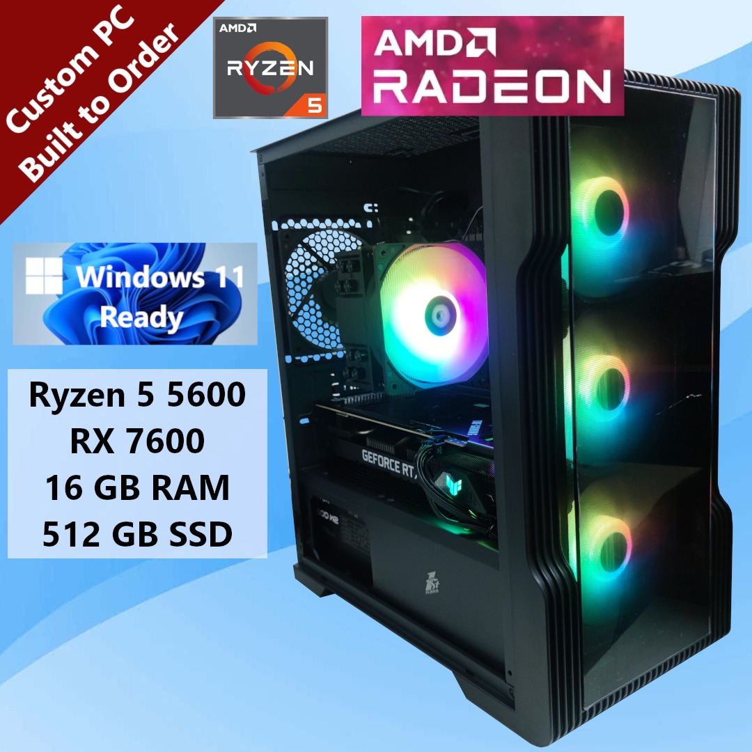 RX 7600 Ryzen 5 5600 Budget Gaming Computer PC Custom PC upgradable to ...