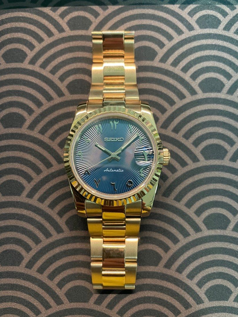 Seiko Custom Mod “Datejust Rose Gold Sunburst Arabic Blue” 36mm case ...