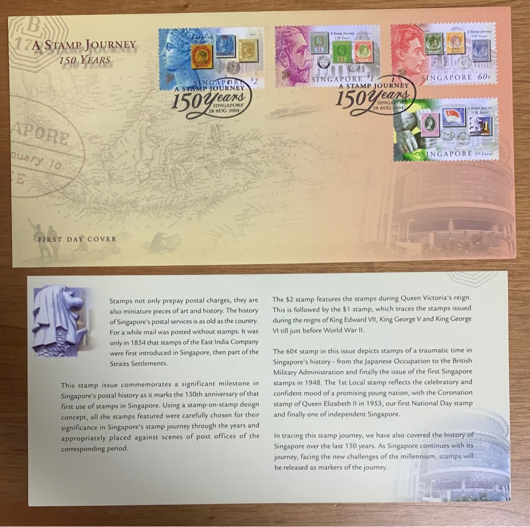 Singapore 2004 set FDC cover 150 Years A Stamp Journey - feature 1st ...