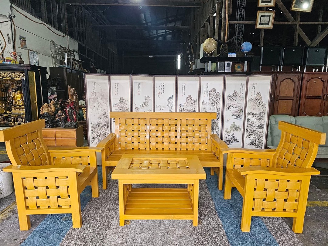 Solid wood sala set on Carousell
