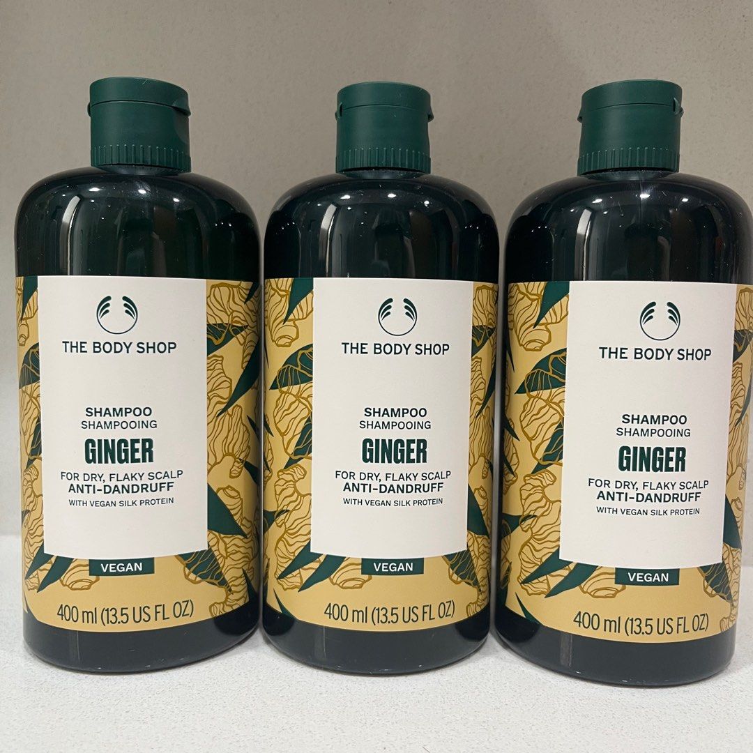 The Body Shop Ginger Anti Dandruff Shampoo 400ml x3, Beauty & Personal Care, Hair on Carousell
