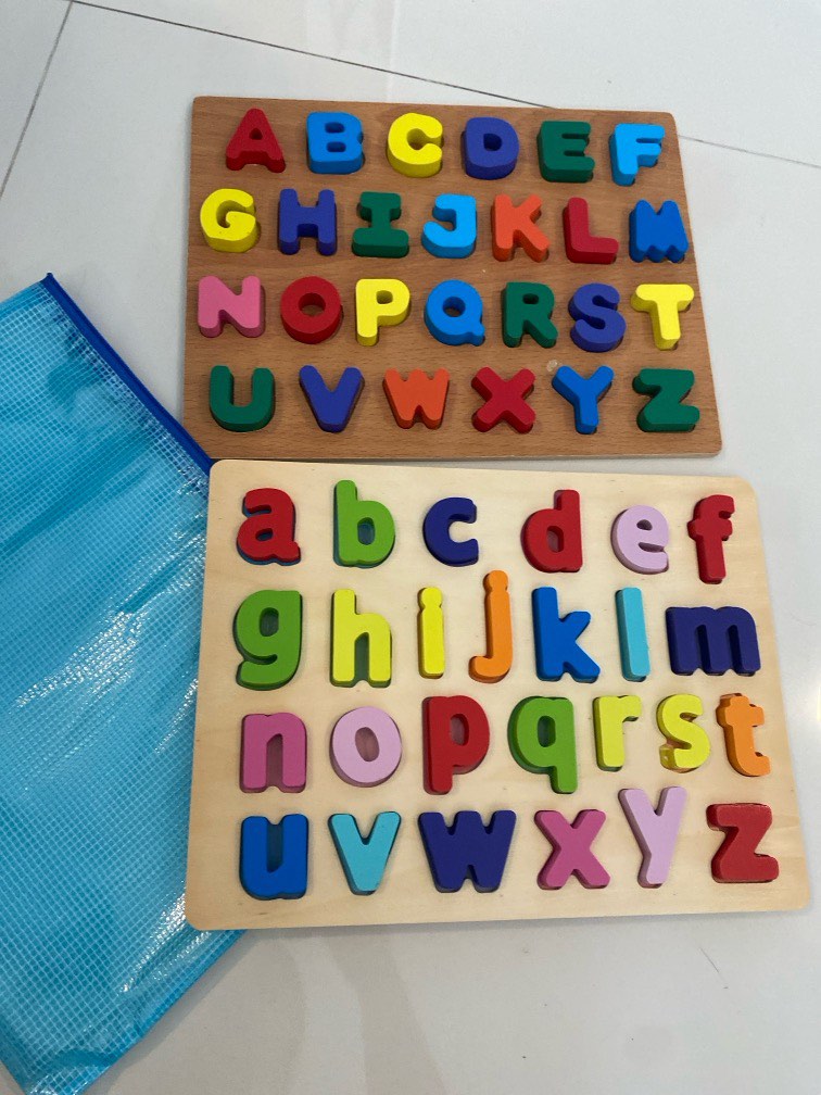 Uppercase & Lowercase Alphabet Board with Storage Bag, Hobbies & Toys ...