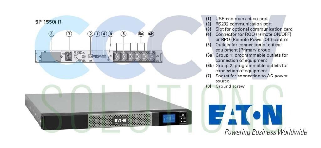 UPS-Eaton 5P 1550i VA Rack 1U Line-Interactive High Frequency (Pure Sinewave, Booster + Fader ...