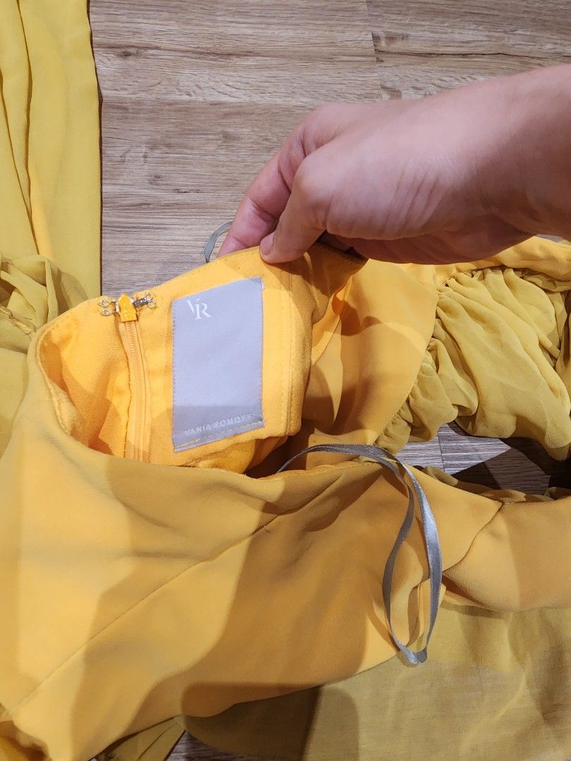 VANIA yellow long gown, Women's Fashion, Dresses & Sets, Evening ...