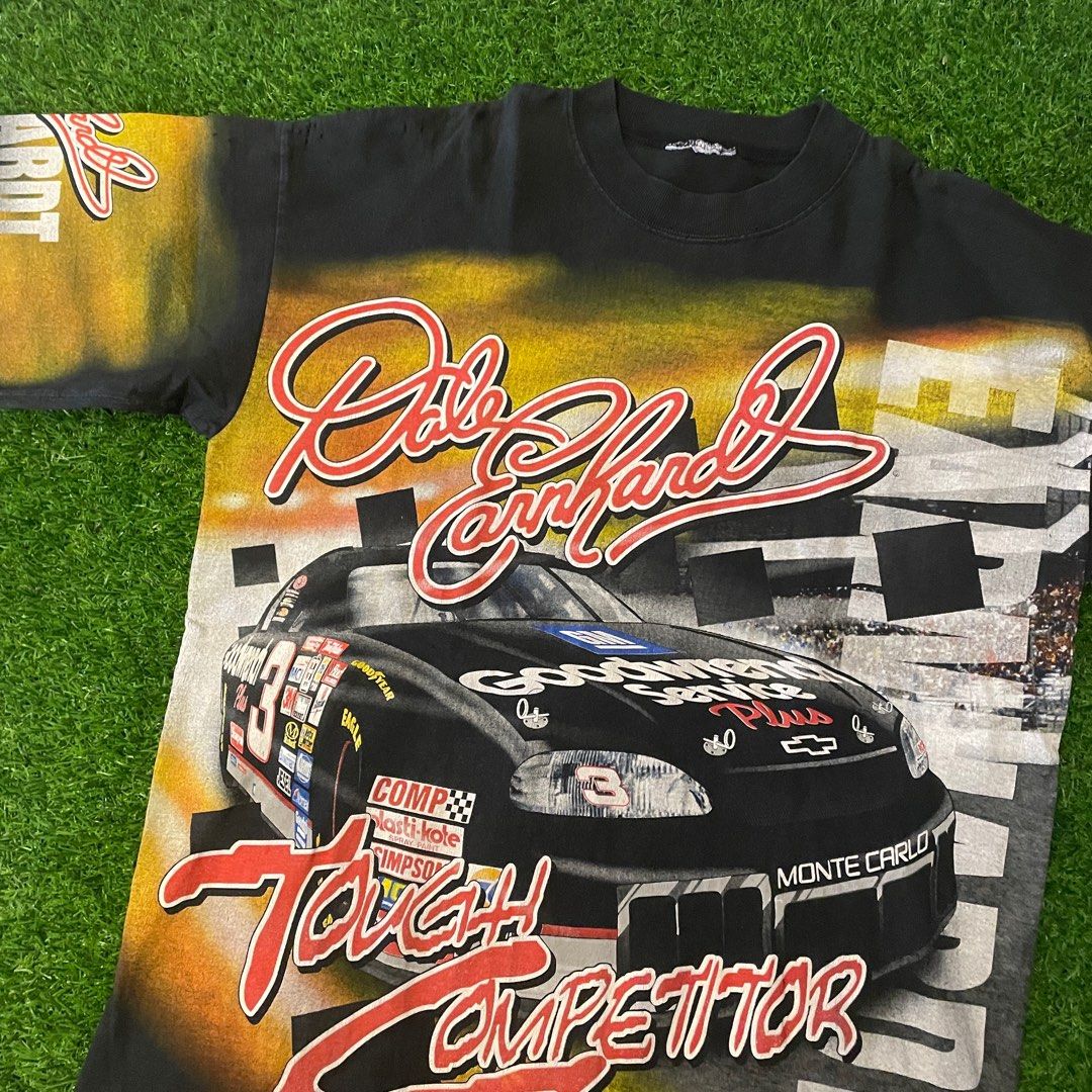 Vintage 90s Dale Earnhardt Tough Competitor All Over Print Nascar Shirt ...