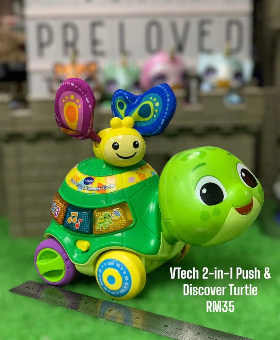 Vtech 2 in 1 Push & Discover Turtle, Babies & Kids, Infant Playtime on ...