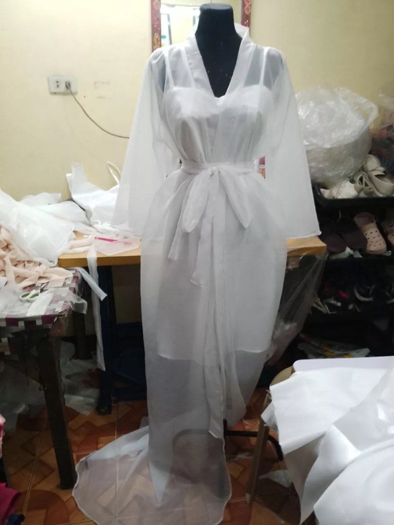 Wedding bridal robe semi long back brand new on Carousell