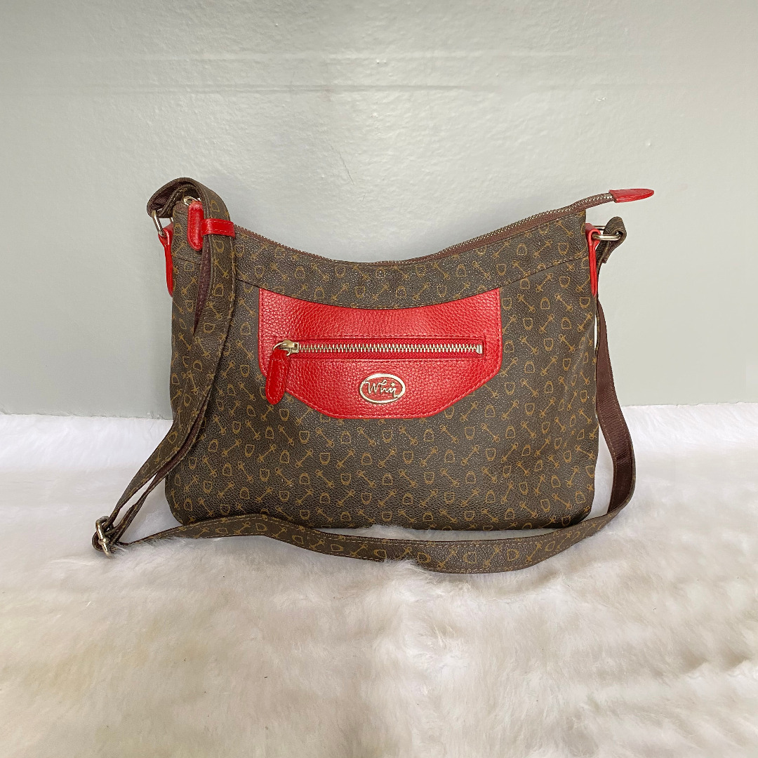 Why International Brown Monogram Crossbody Bag, Women's Fashion, Bags ...