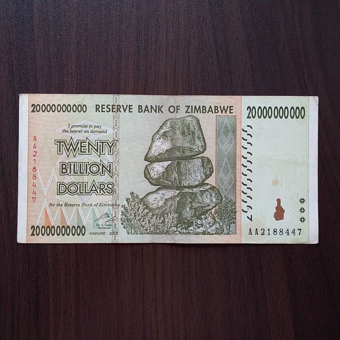 Zimbabwe 20 Billion Dollars (2008) banknote, Hobbies & Toys ...