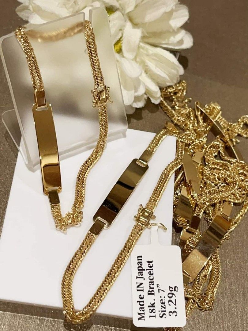 18K Japan Gold triple lock Id bracelet, Women's Fashion, Jewelry ...
