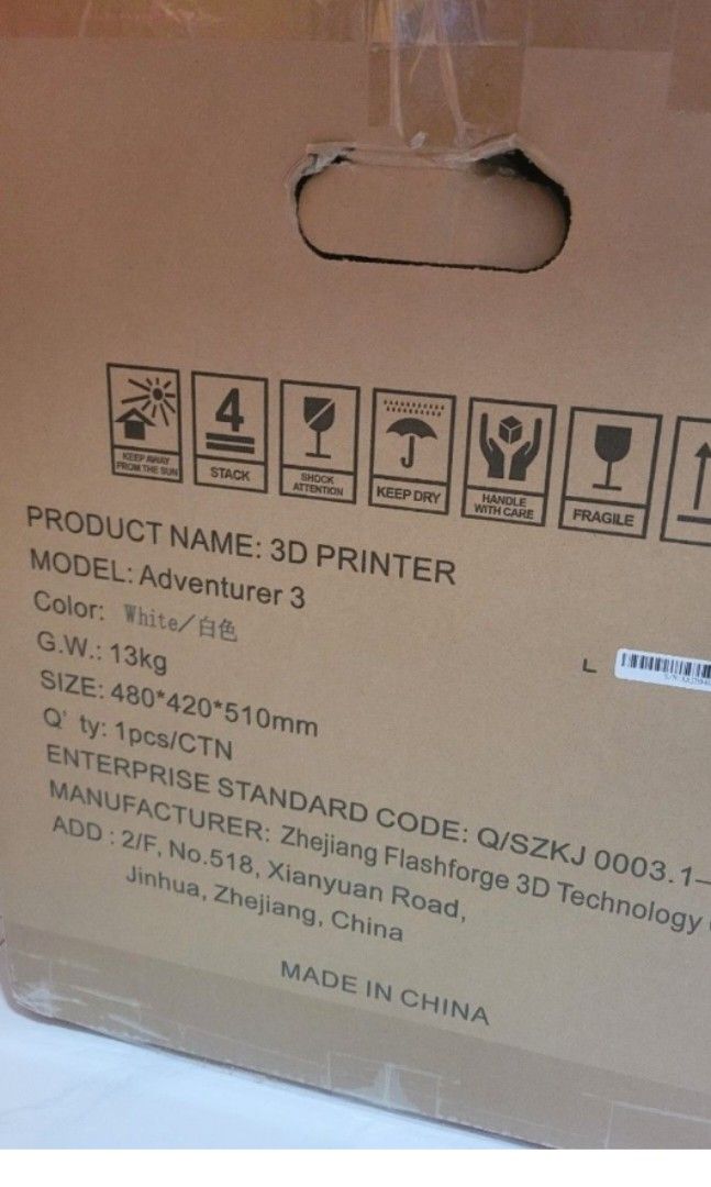 3D Printer FlashForge Adventure 3, Computers & Tech, Printers, Scanners ...