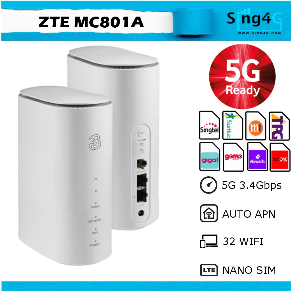 5G CPE SIM CARD ROUTER ZTE MC801A WIFI 6 Qualcomm X55 Support All SG 5G ...