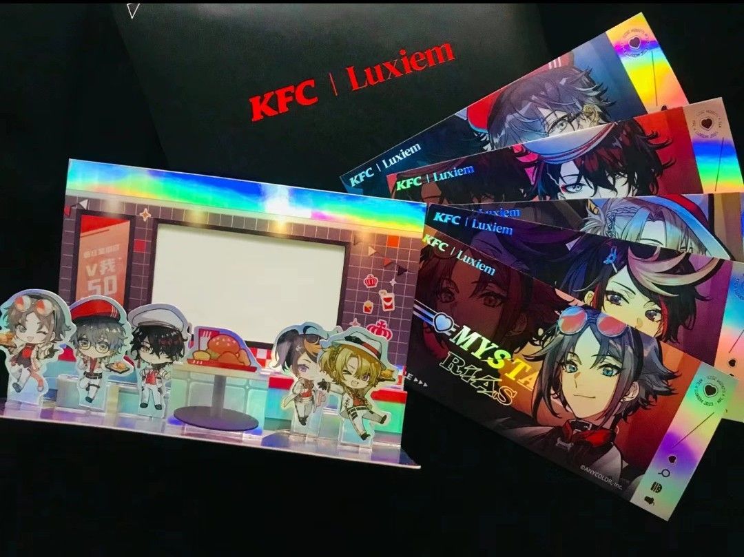 現貨 Luxiem KFC 鐳射票 shu ike mysta vox luca 彩虹社 nijisanji にじさんじ en, 興趣及遊戲, 收藏品及紀念品, 郵票及印刷品 - Carousell