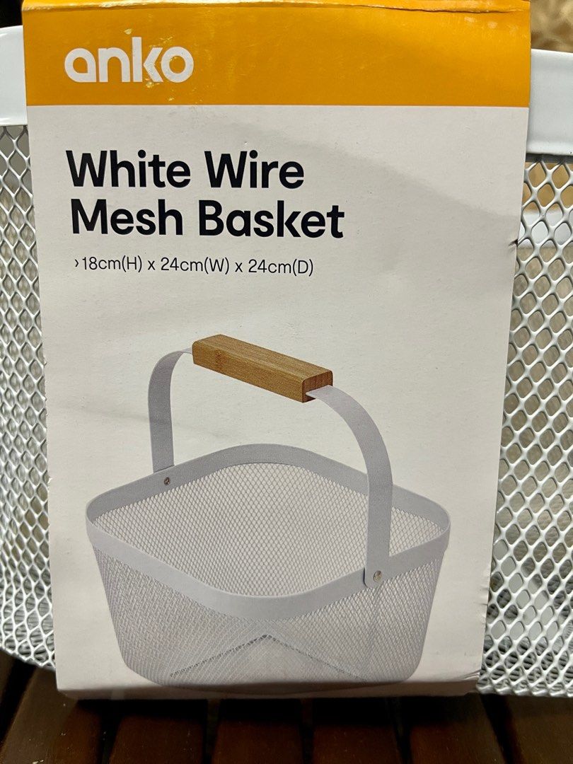 Anko Wire Mesh Basket Mesh design Top carry handle Iron with epoxy ...