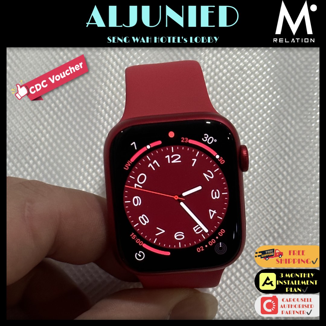 Apple Watch Series 8 45mm GPS Red Aluminum Case Red Sport Band, Mobile ...