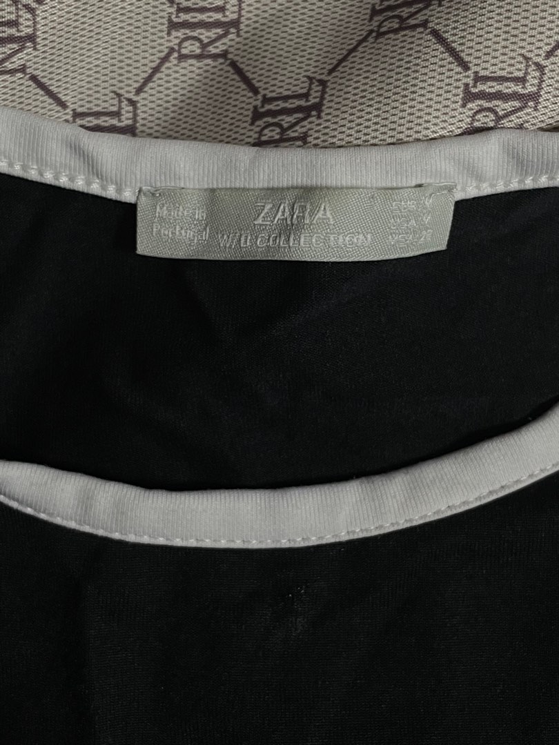 Authentic Zara Black Halter w White Detail, Women's Fashion, Tops ...