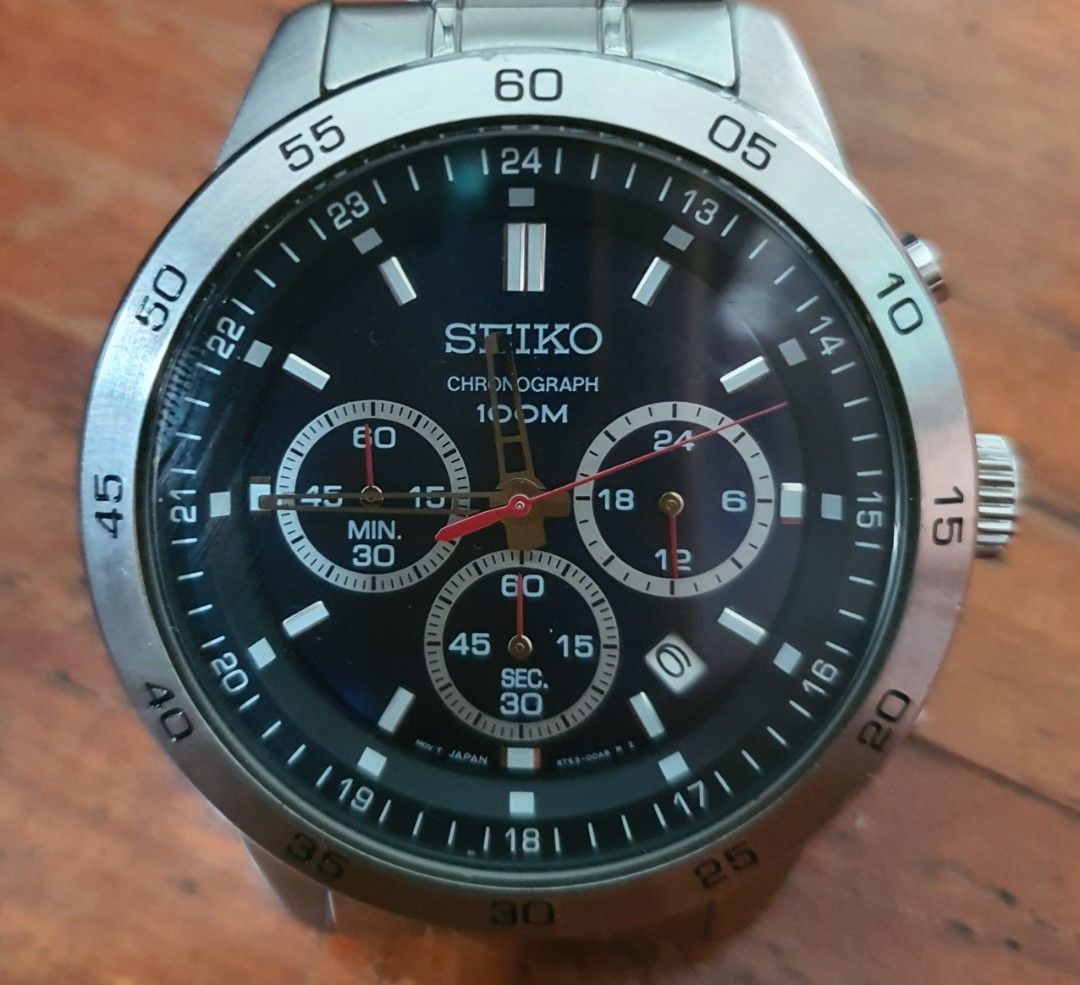 BEAUTIFUL BLUE SEIKO CHRONOGRAPH WITH 24 HOURS TIME & DATE., Men's ...