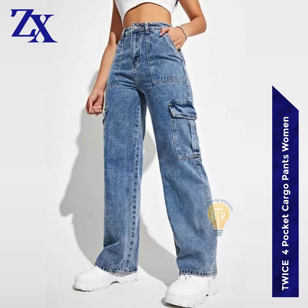 Cargo Pants Acid Wash Color, Women's Fashion, Bottoms, Jeans on Carousell
