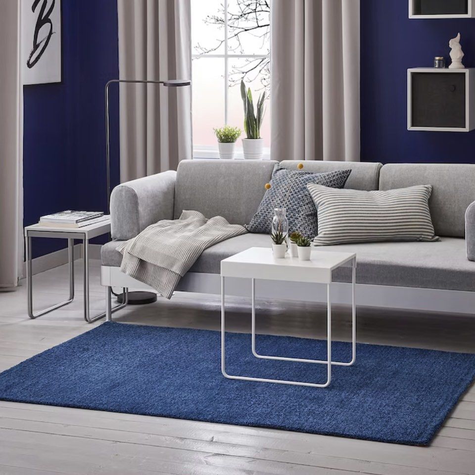 Carpet IKEA blue colour Langsted rug, Furniture & Home Living, Home ...