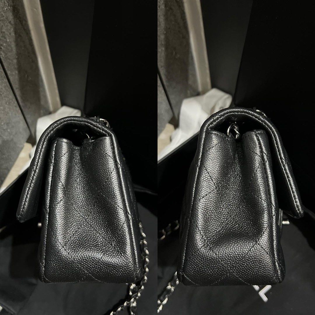 Chanel Classic Flap Mini Rectangular 18C Iridescent Black Caviar in Gun ...