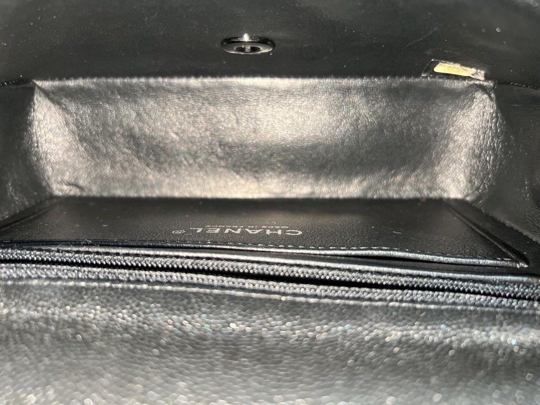 Chanel Classic Flap Mini Rectangular 18C Iridescent Black Caviar in Gun ...