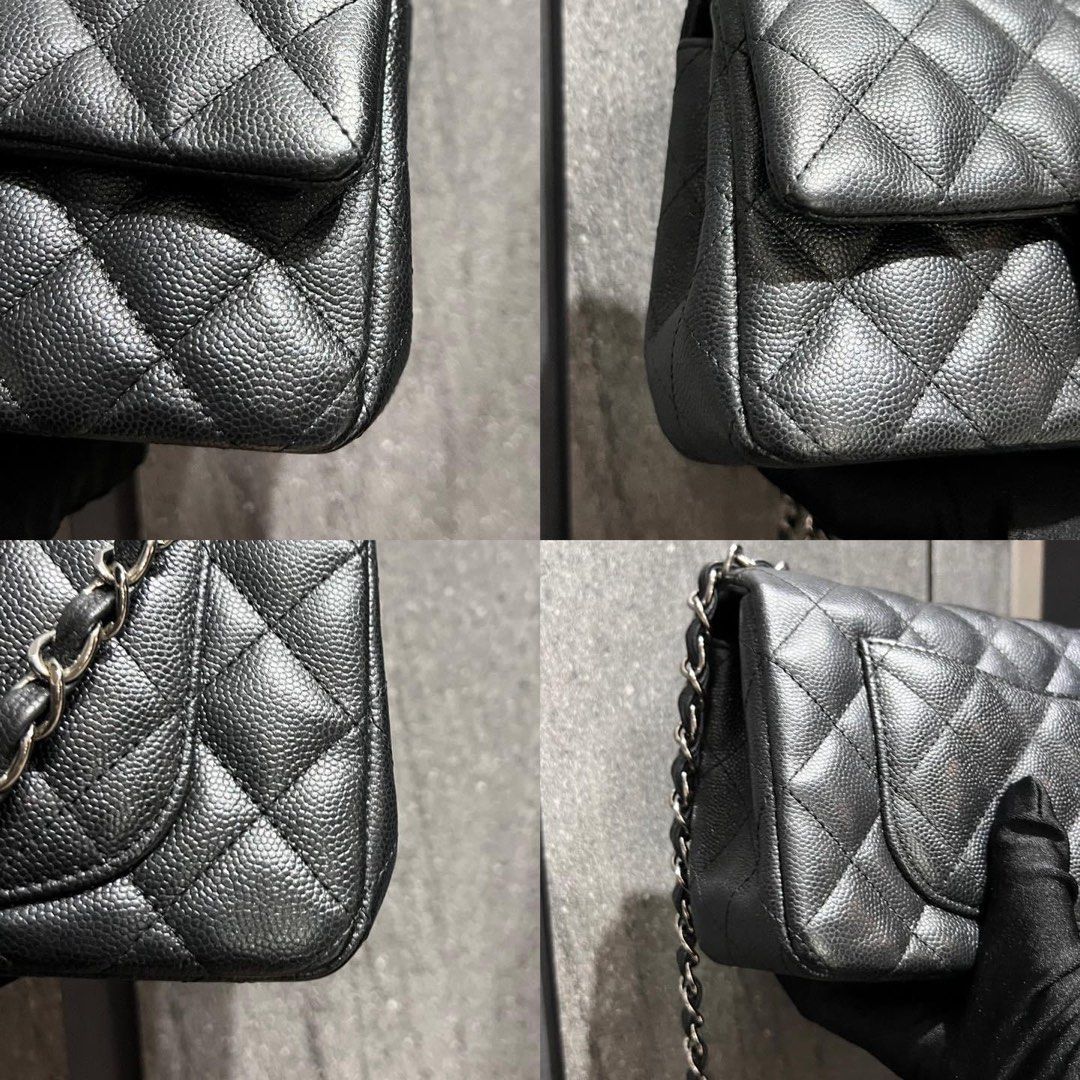Chanel Classic Flap Mini Rectangular 18C Iridescent Black Caviar in Gun ...