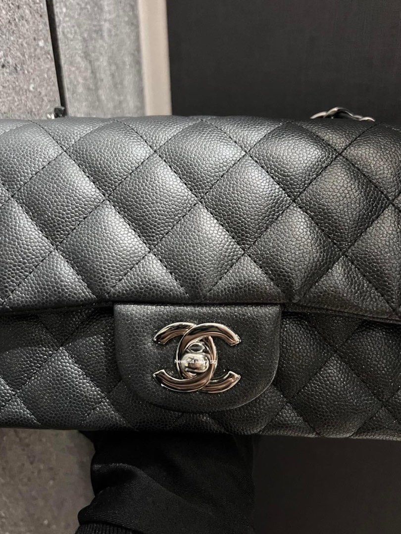 Chanel Classic Flap Mini Rectangular 18C Iridescent Black Caviar in Gun ...