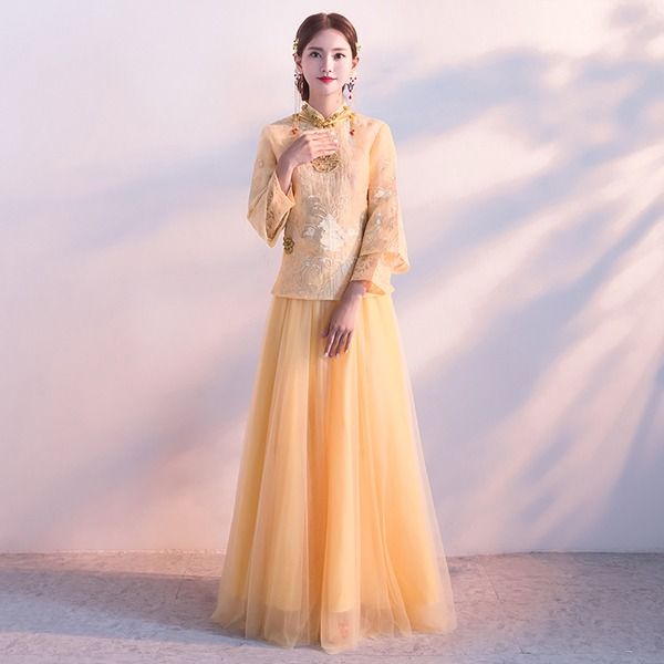 Chinese Yellow traditional dress, Women's Fashion, Dresses & Sets ...